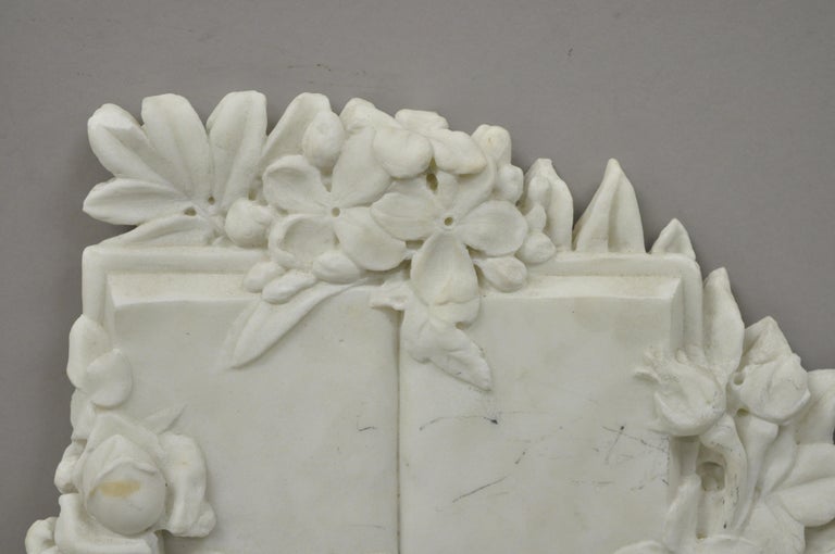 Vtg Italian Bas Relief Floral Carved Marble Sculptural Open Book Wall ...