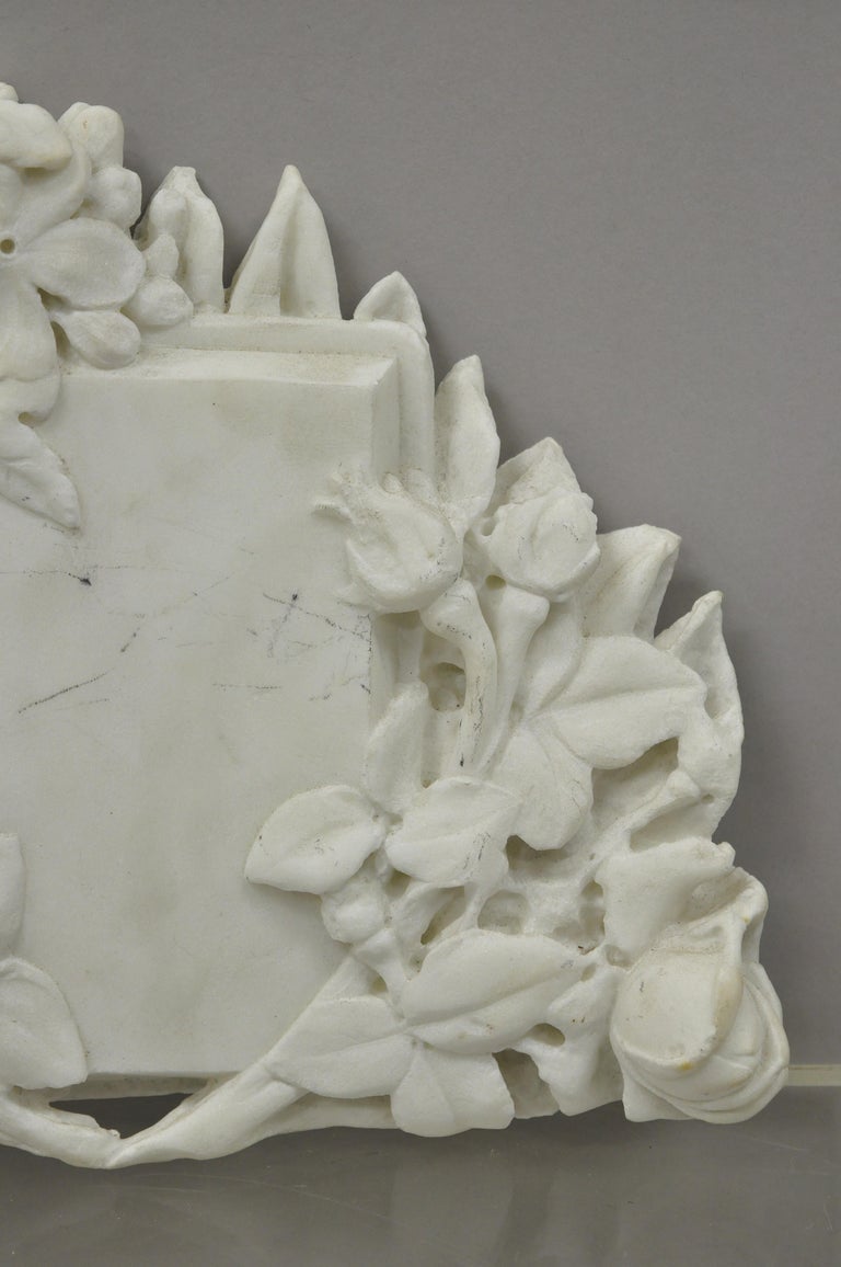 Vtg Italian Bas Relief Floral Carved Marble Sculptural Open Book Wall ...