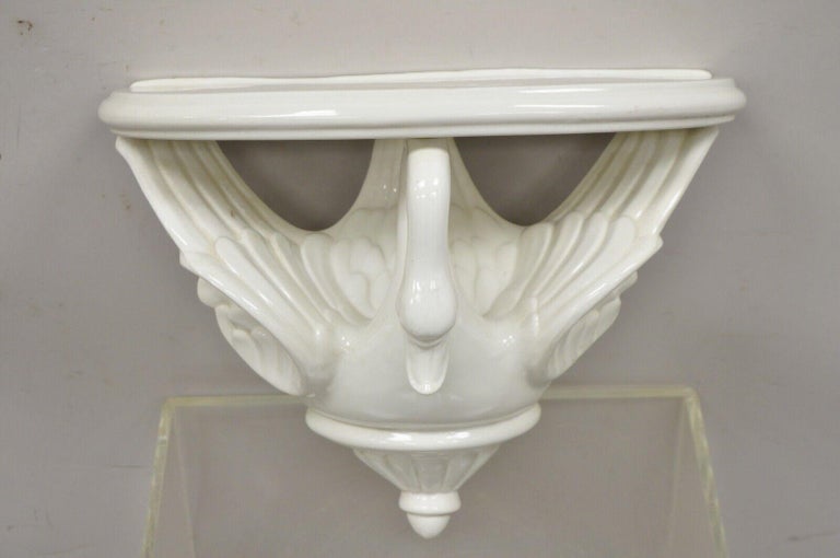 Vtg Italian Ceramic White Swan Bird Form Regency Style Wall Bracket ...