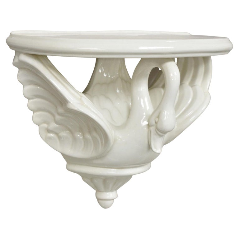 Vtg Italian Ceramic White Swan Bird Form Regency Style Wall Bracket ...