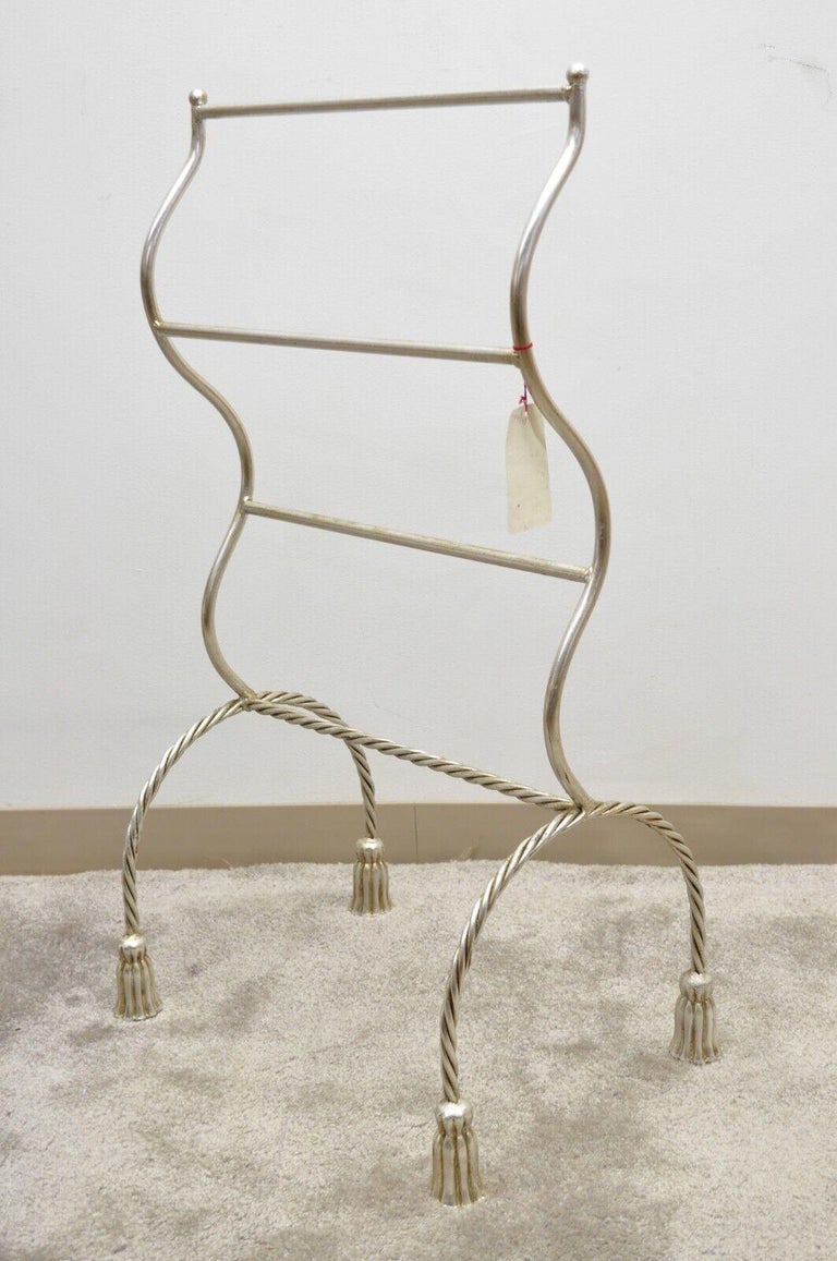 Vtg Italian Hollywood Regency Silver Gilt Metal Iron Towel Rack with ...