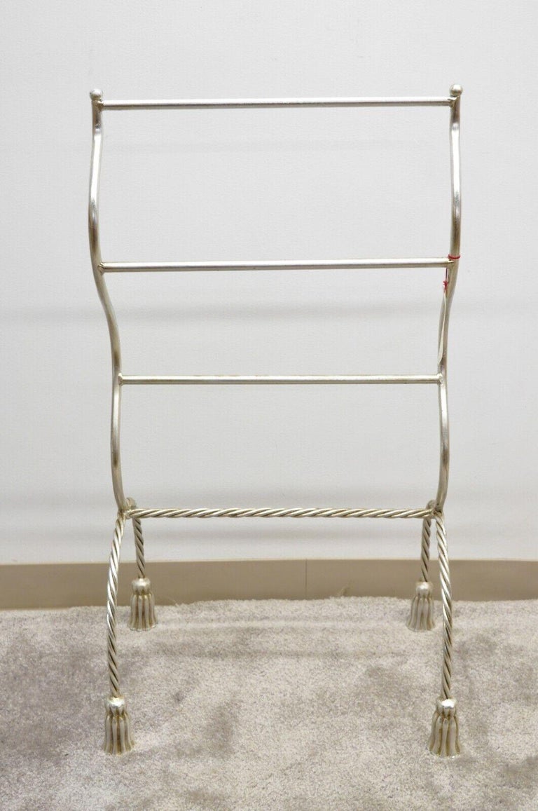 Vtg Italian Hollywood Regency Silver Gilt Metal Iron Towel Rack with ...