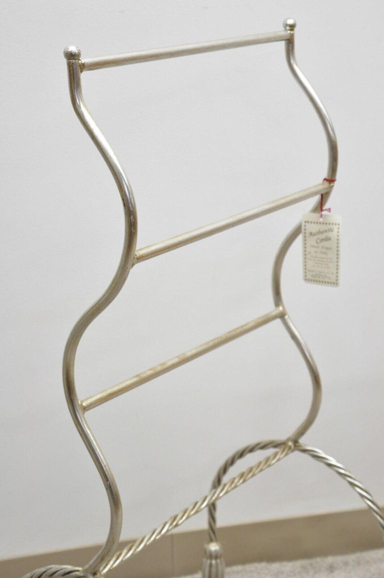 Vtg Italian Hollywood Regency Silver Gilt Metal Iron Towel Rack with ...