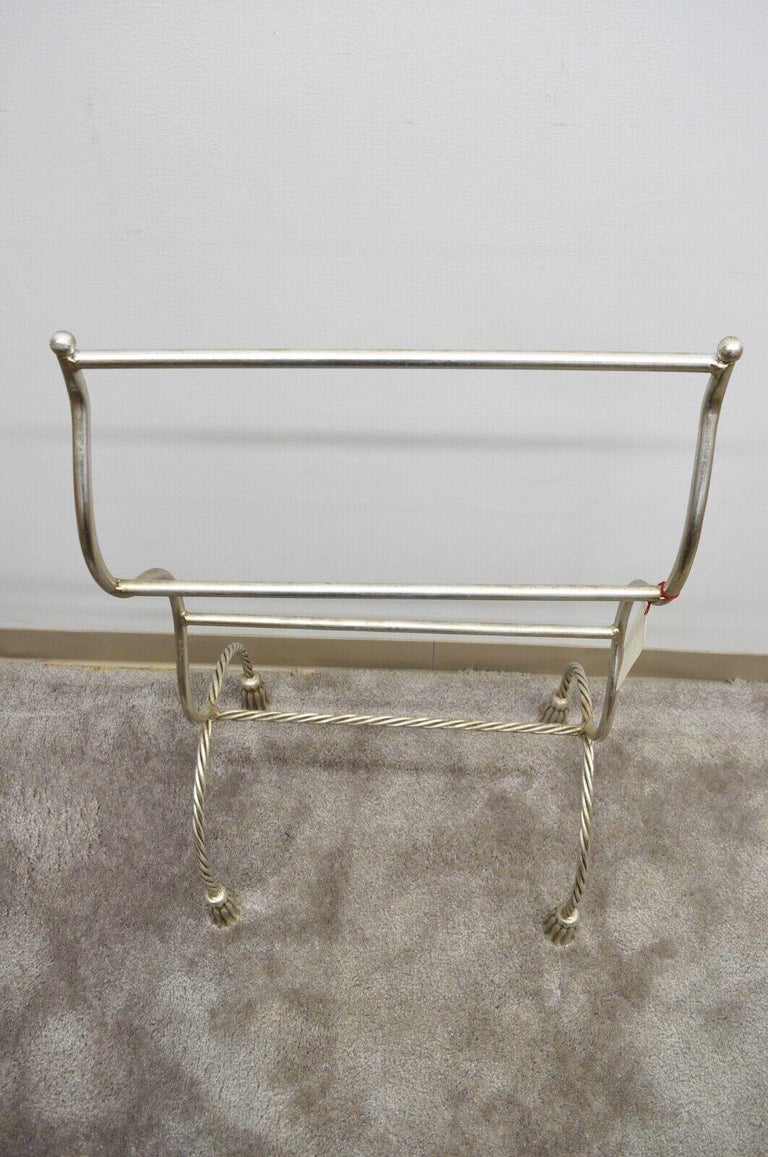 Vtg Italian Hollywood Regency Silver Gilt Metal Iron Towel Rack with ...