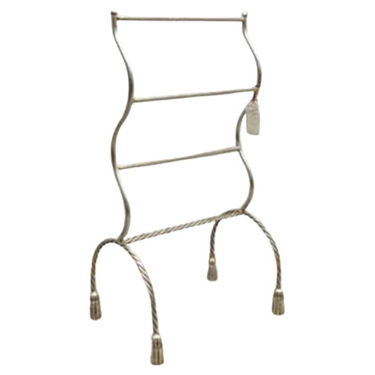 Vtg Italian Hollywood Regency Silver Gilt Metal Iron Towel Rack with ...