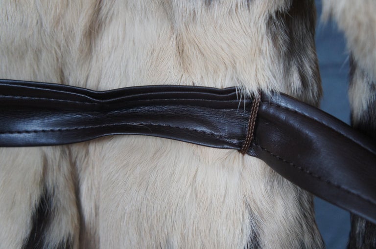 Vtg Korean Full Length Brown and White Angus Cowhide Fur Coat Womens ...