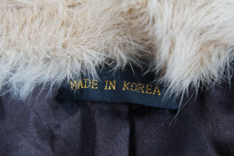 Vtg Korean Full Length Brown and White Angus Cowhide Fur Coat Womens ...