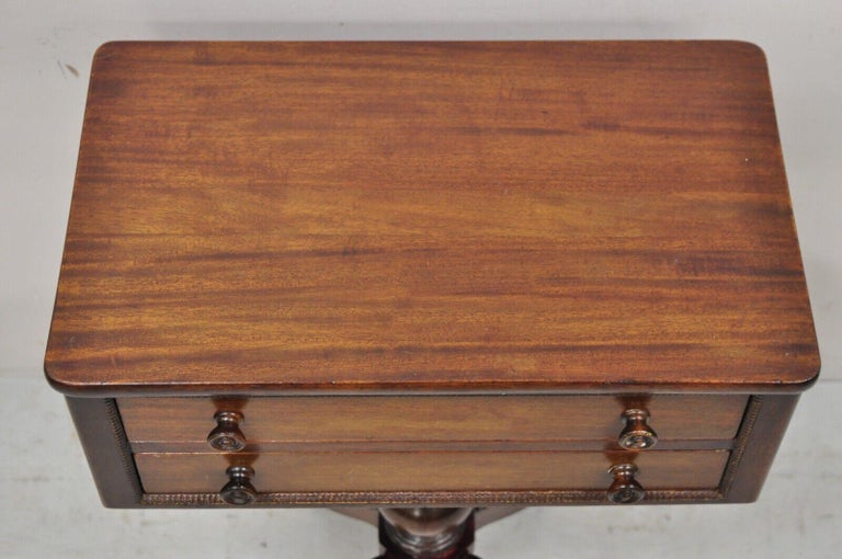 Vtg Mahogany Federal Style Pedestal Base 2 Drawer Duncan Phyfe Side End ...