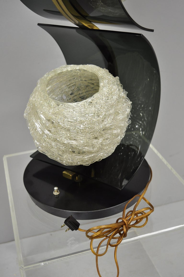 Vintage "S" Shape Sculptural Brass Table Lamp 3 Spun Spaghetti ...