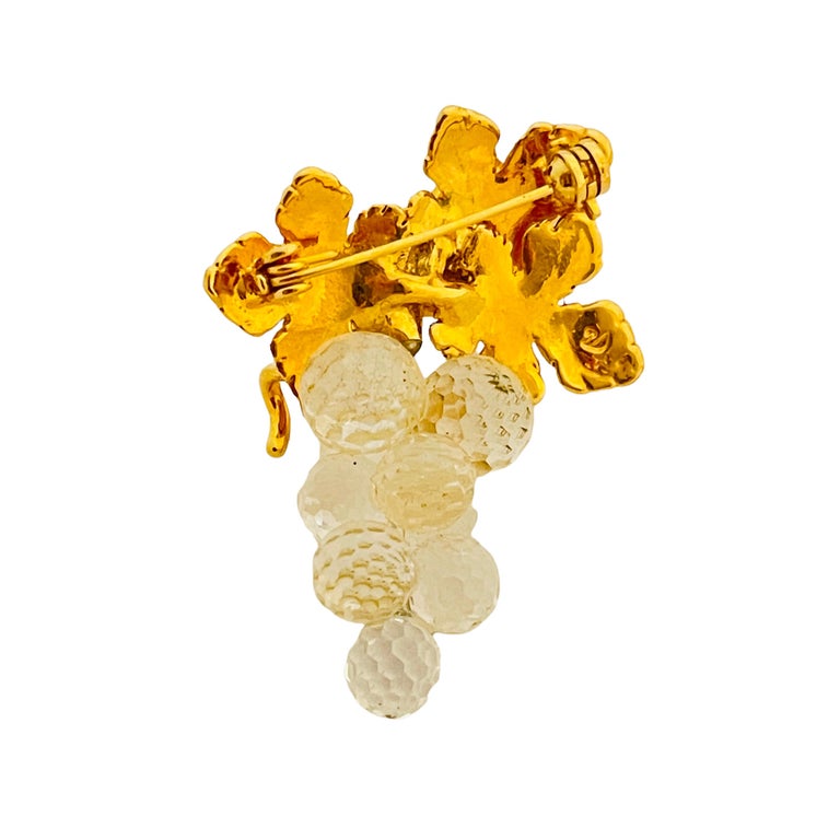 Vtg SWAROVSKI gold crystal grapes designer runway brooch For Sale at ...