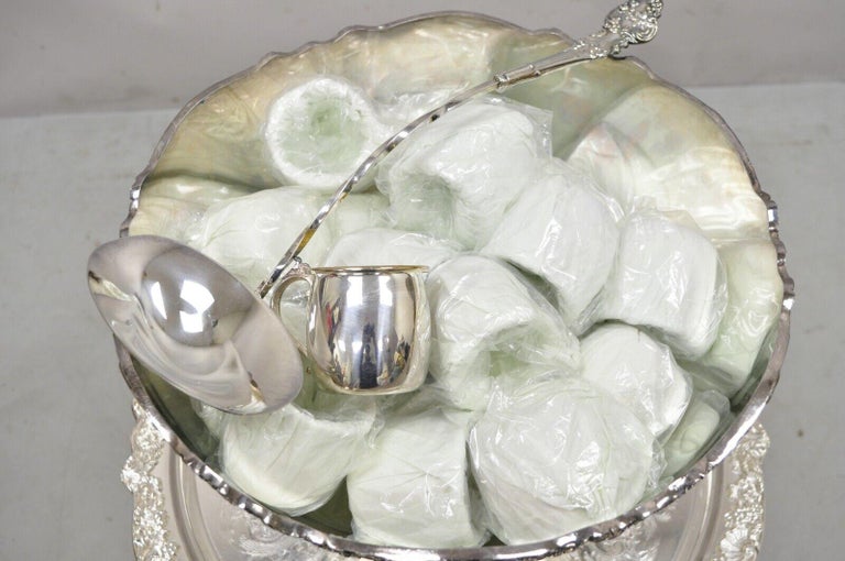 Vtg Towle Silver Plated Victorian Punch Bowl Set, 20 Cups Tray and ...