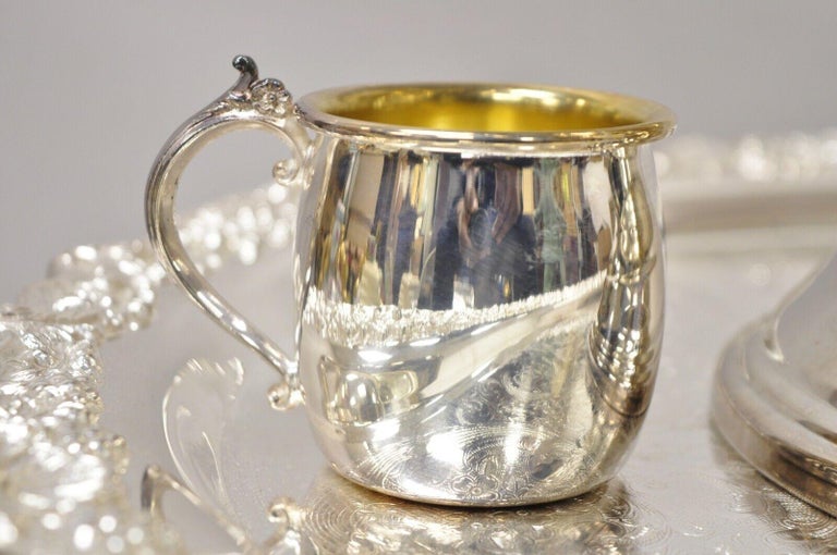 Vtg Towle Silver Plated Victorian Punch Bowl Set, 20 Cups Tray and ...