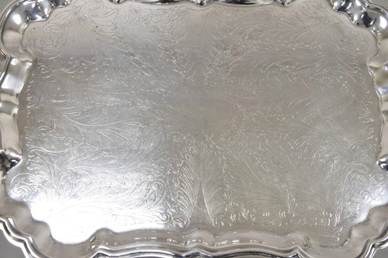 Vtg Wm Rogers Victorian Style Silver Plated 28" Twin Handle Serving ...