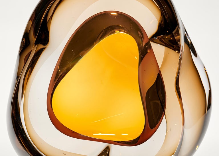 Vug in Olivin and Gold Topas, Glass Geode Inspired Sculpture by ...