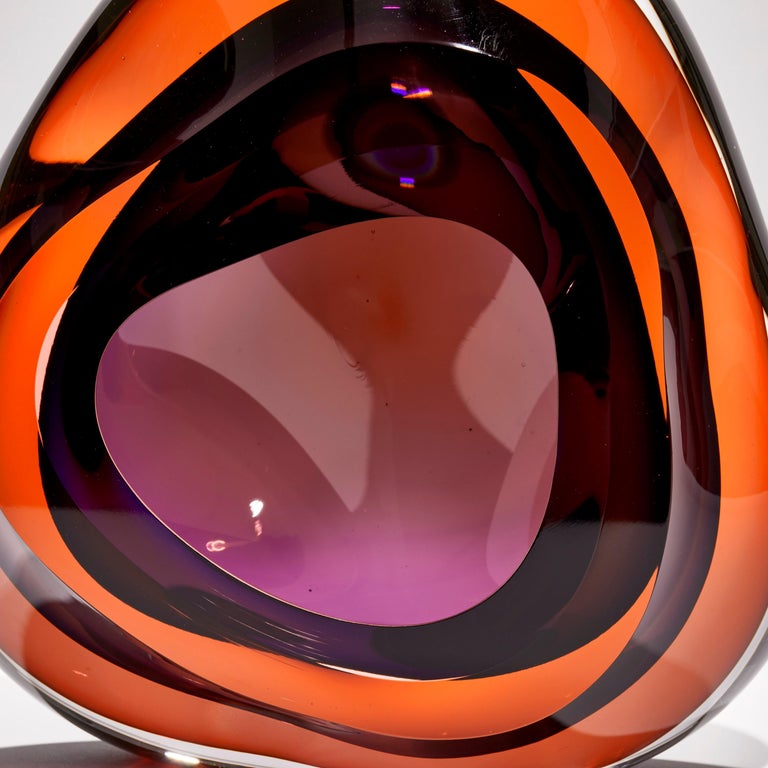 Vug in Orange and Purple, Amorphic Glass Geode Sculpture by Samantha ...