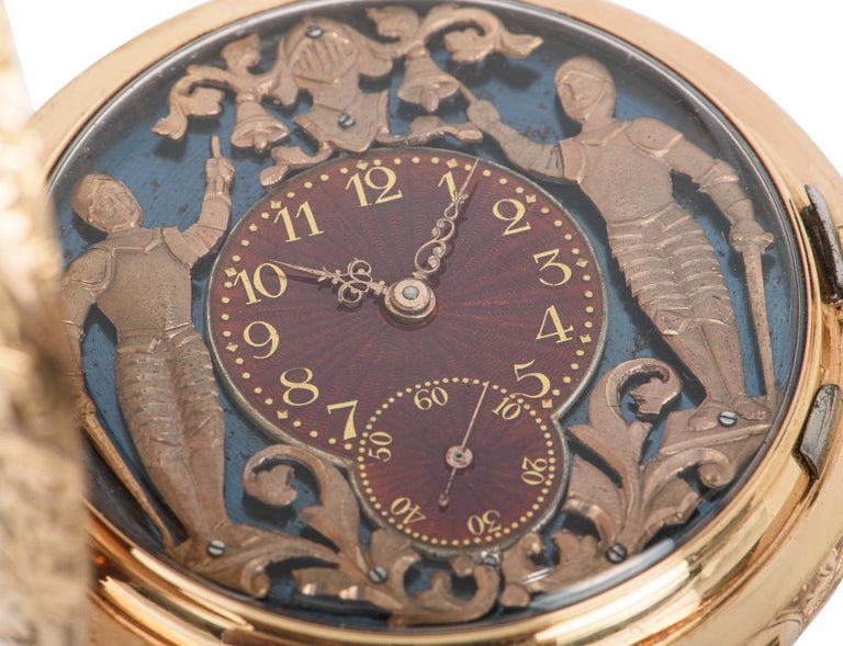 Vulcain 18kt Rose Gold Full Hunter Minute Repeating Automaton Pocket ...