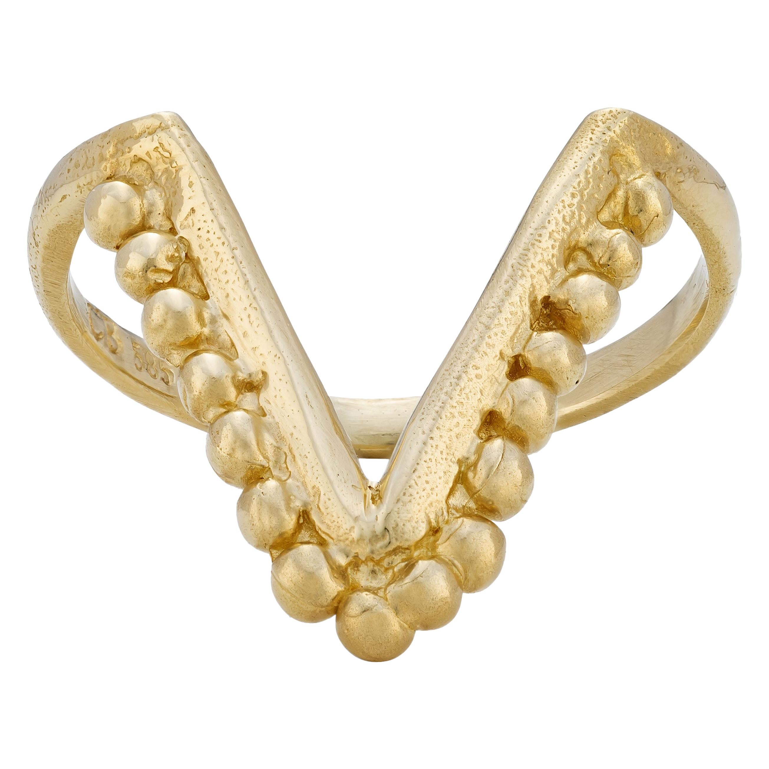 Vintage Gold Ring 18 Karat Curb Chain Link Stacking Band Chunky Yellow ...