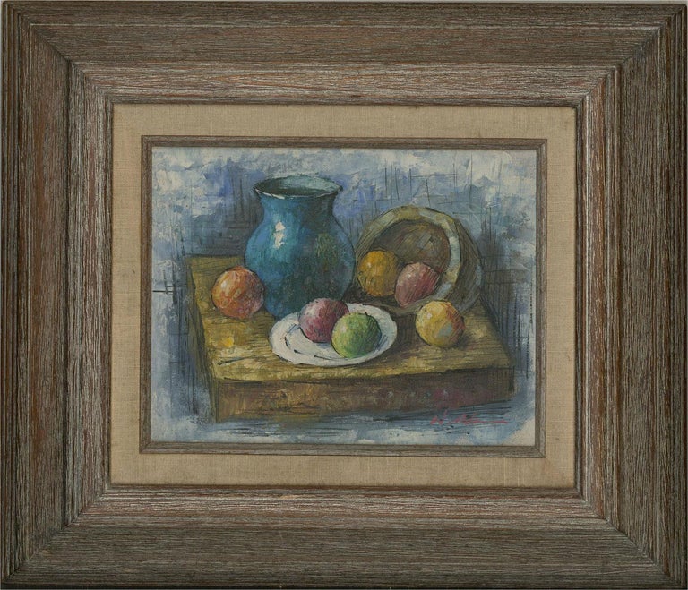 W. Adams - W. Adams - Contemporary Oil, Blue Vase and Fruit For Sale at ...