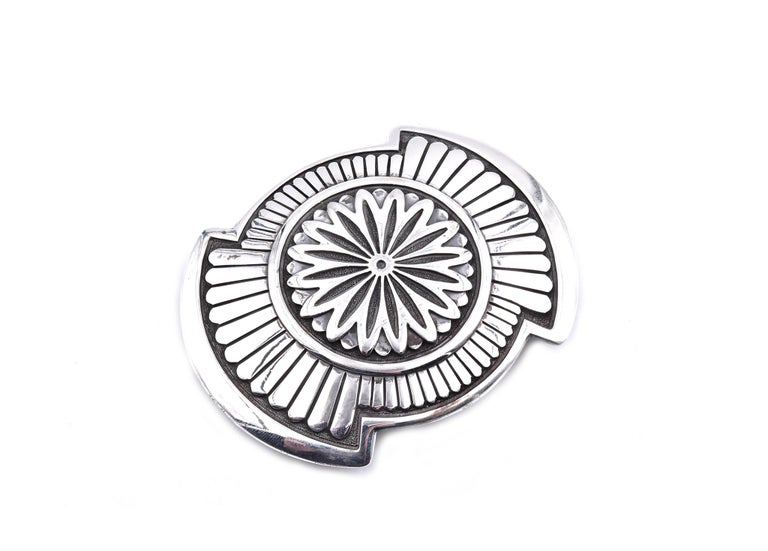 W. Doran Sterling Silver Native American Belt Buckle For Sale at 1stDibs