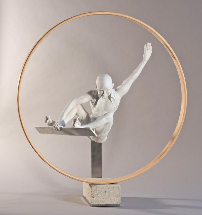 W.W. Hung - Indy Grab - athletic male figurative sculpture performing a ...