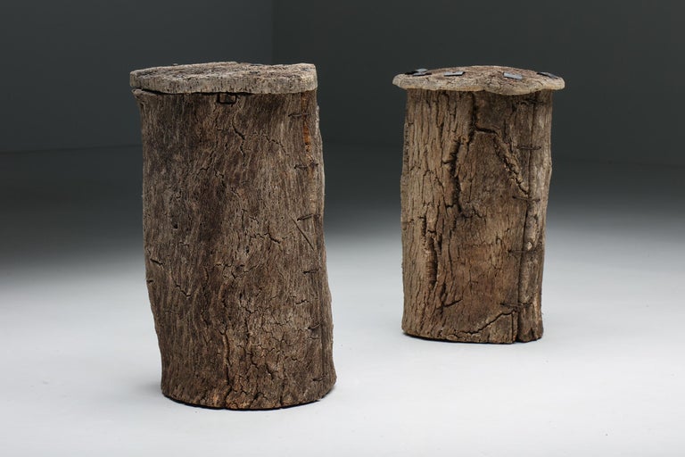 Wabi Sabi Pair of Bee Hive Stools, France, 19th Century For Sale at 1stDibs