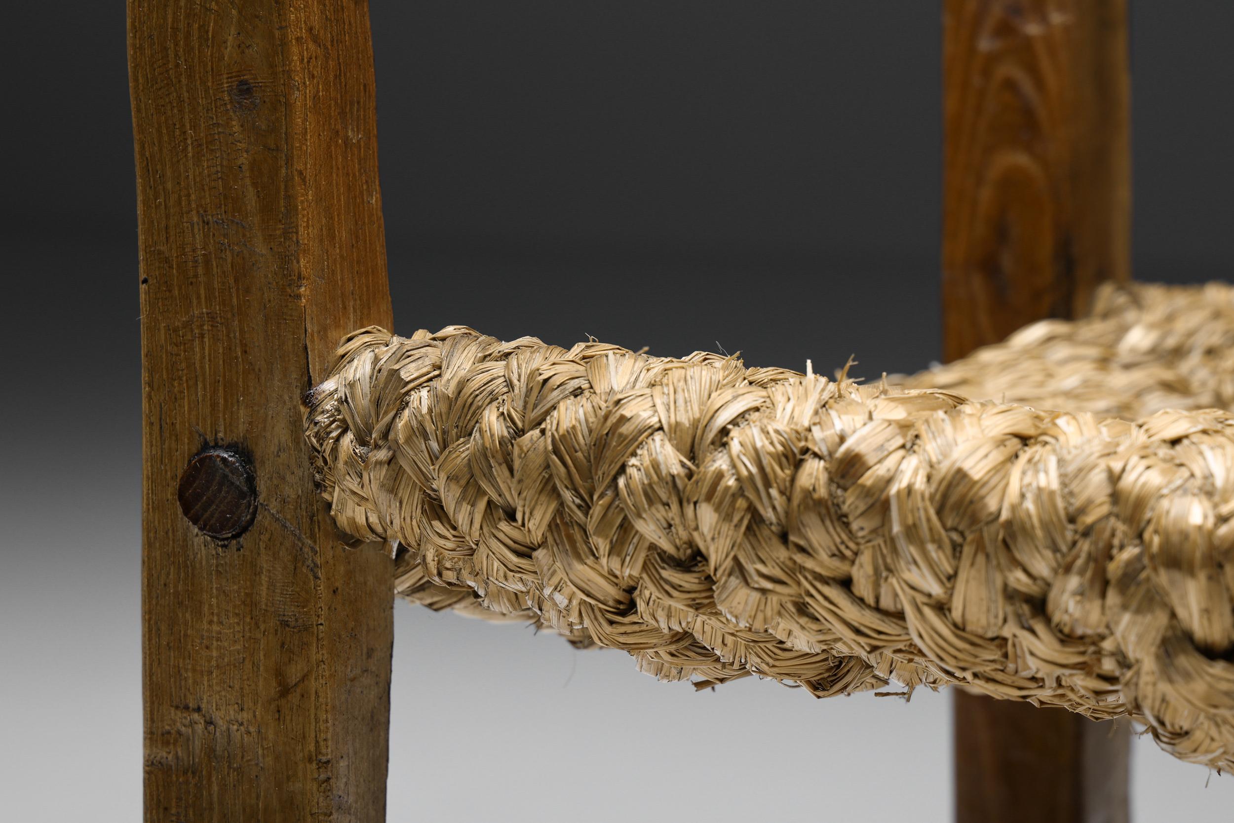 Wabi-Sabi Rustic Cord Arm Chair, 1940s For Sale at 1stDibs