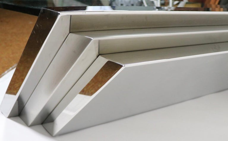 Wade Beam for Brueton Chrome and Glass Coffee Table For Sale at 1stDibs