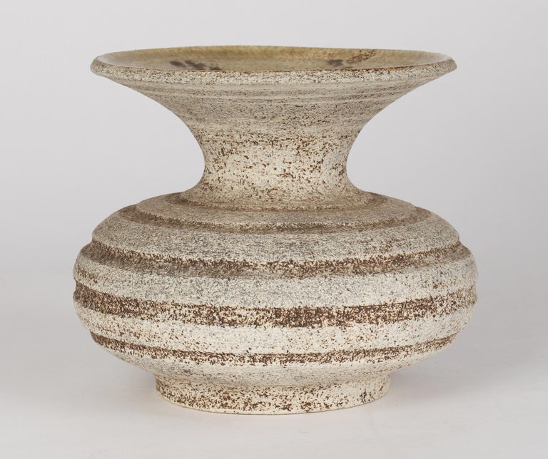 Waistel Cooper Studio Pottery Textured Banded Pattern Vase For Sale at ...