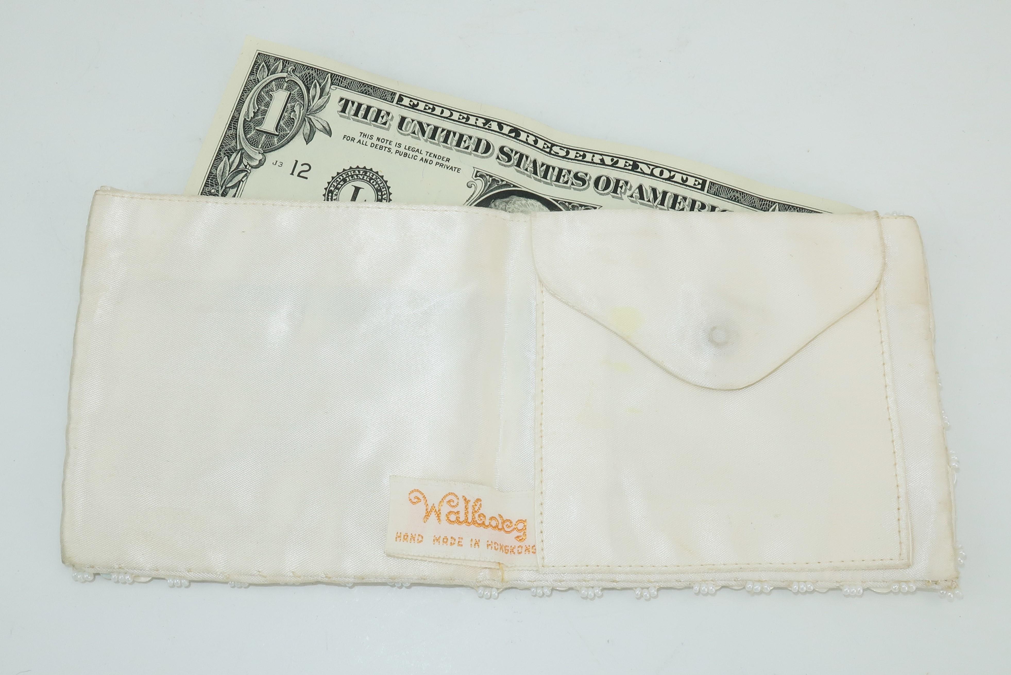 Walborg C.1960 White Sequin and Seed Bead Evening Wallet and Glasses ...