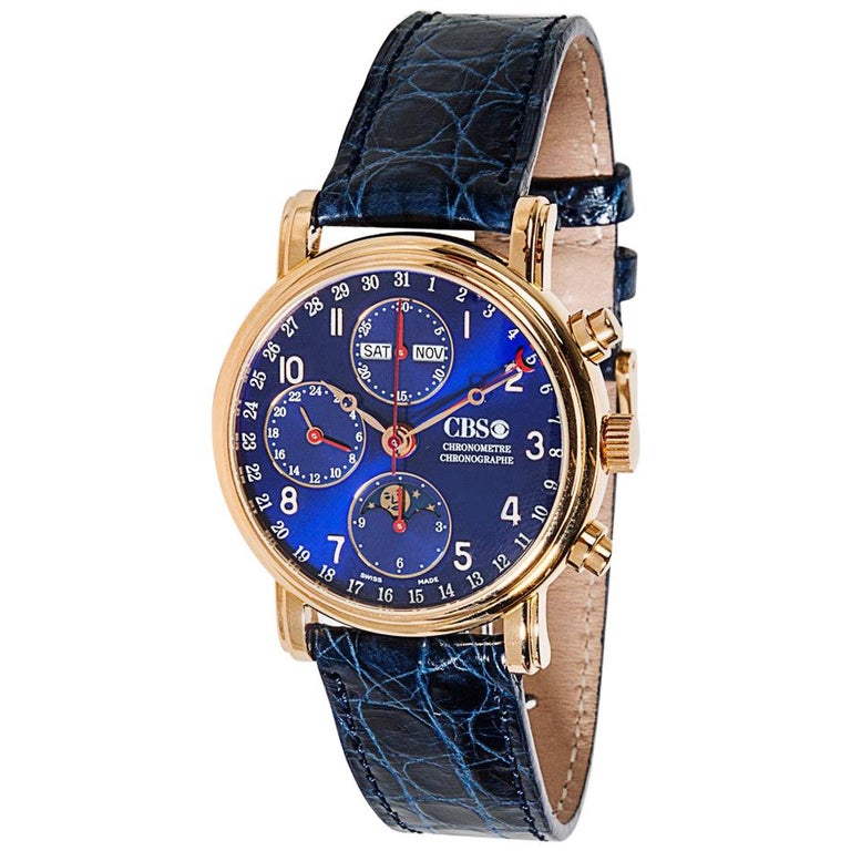 Waldan International Chrono CBS Moonphase Men's Watch in 18 Karat Rose ...