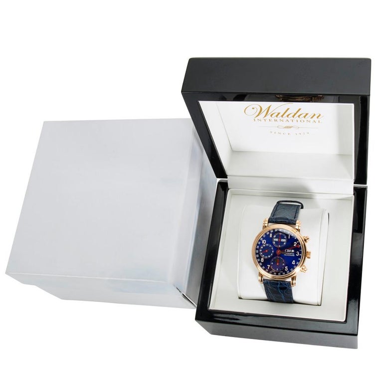 Waldan International Chrono CBS Moonphase Men's Watch in 18KT Rose Gold ...