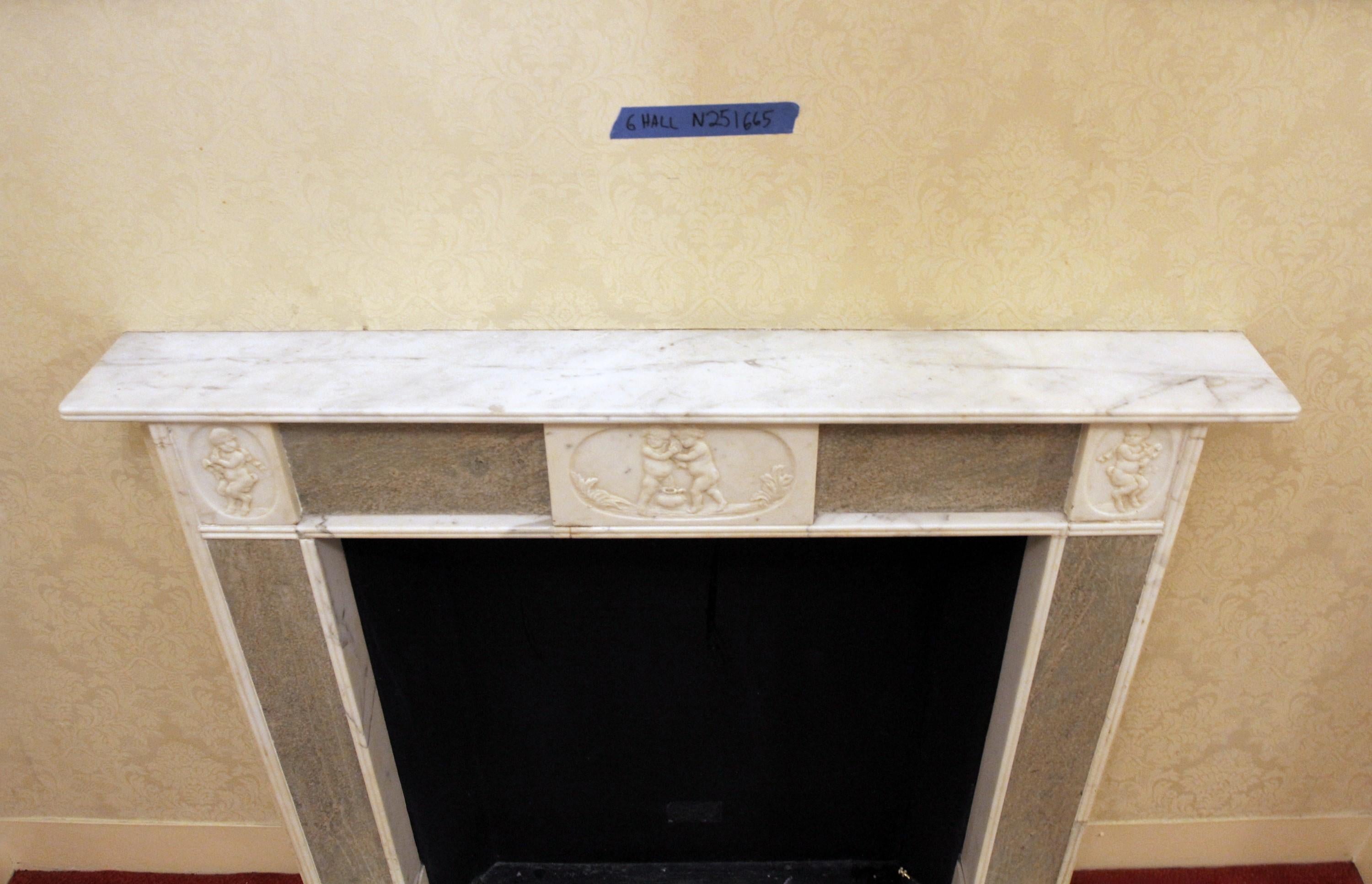Waldorf Astoria Hotel Regency Tan Green Marble Mantel For Sale at 1stDibs