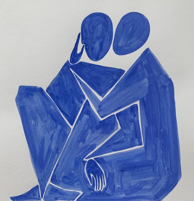 Waleria Matelska - In embrace 11 - Figurative Painting on Paper, Young ...