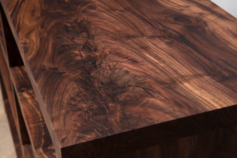 Walnut Solid Wood Bookcase Media Center Storage with Open Back and ...