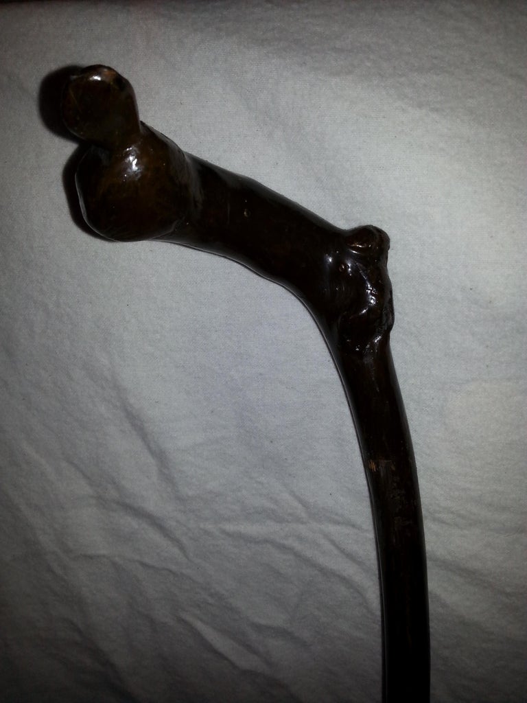 Walking Cane with Carved Rabbit Handle at 1stDibs