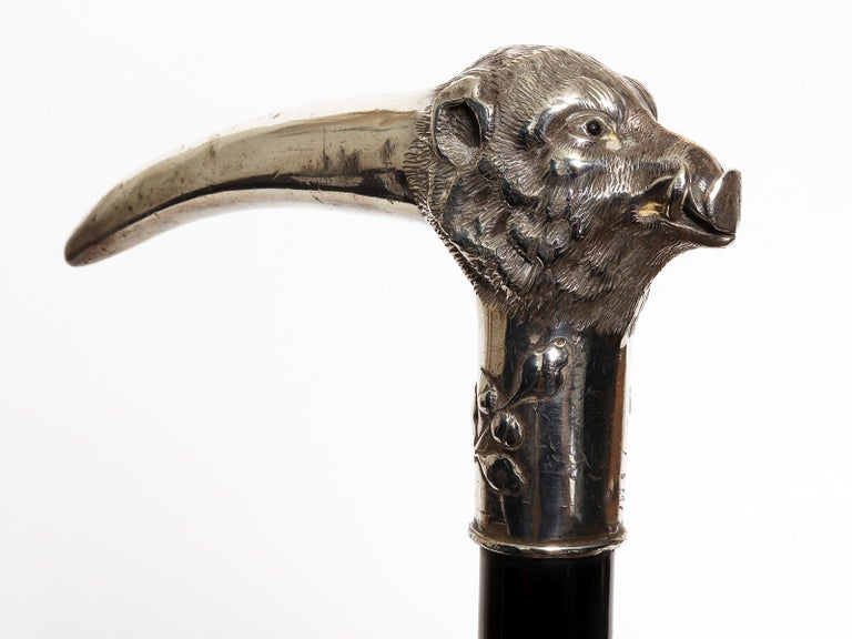 Walking Stick Depicting a Boar’s Head, Germany 1900 For Sale at 1stDibs