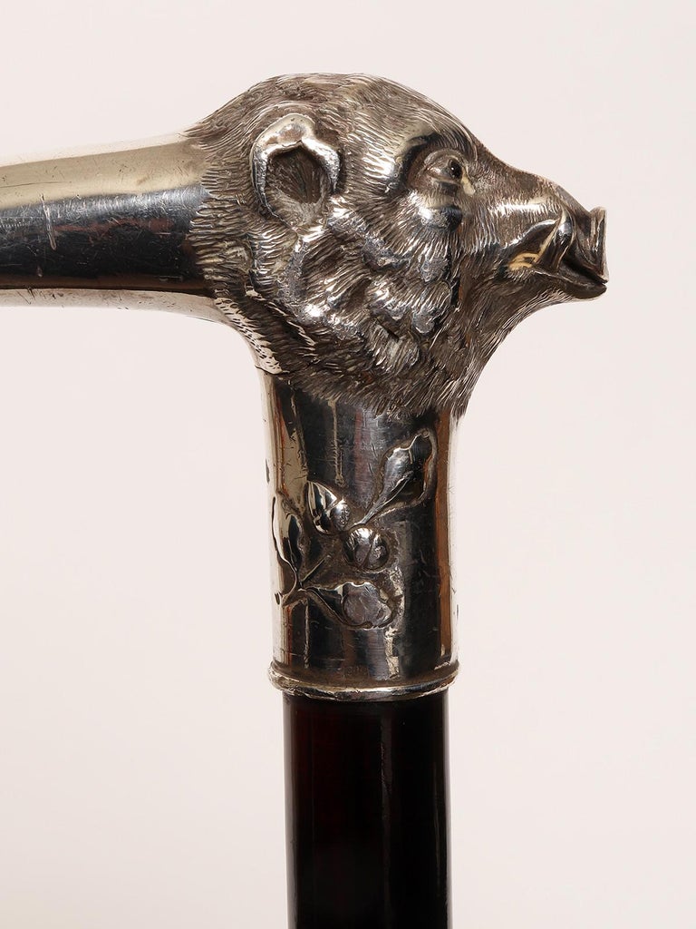 Walking Stick Depicting a Boar’s Head, Germany 1900 For Sale at 1stDibs