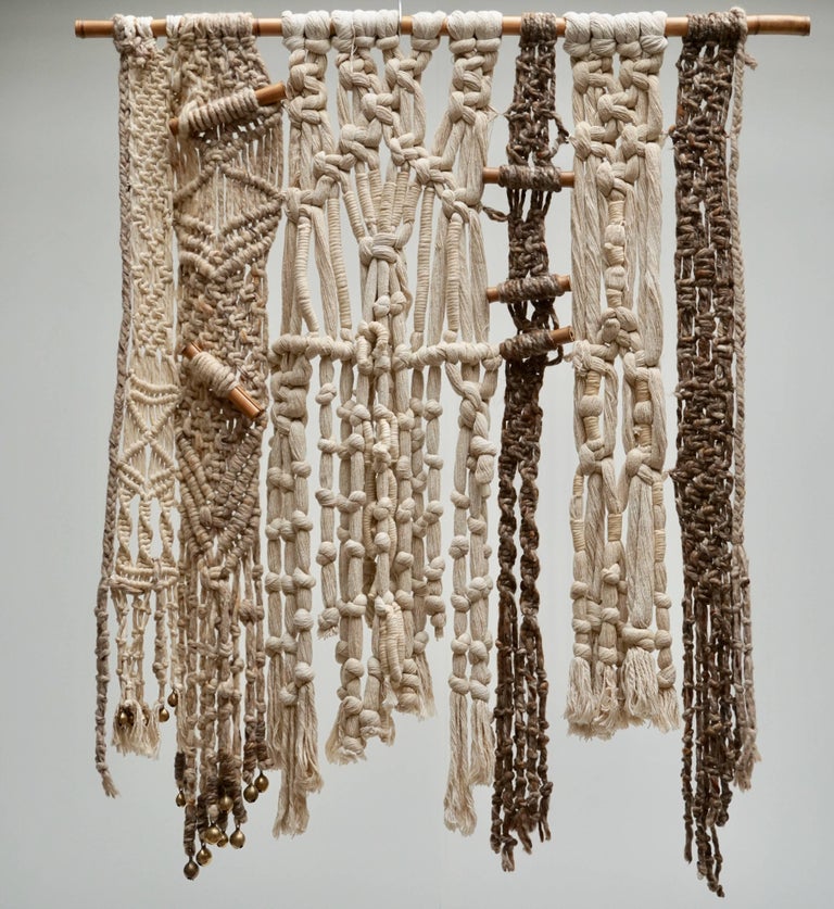 Wall Art Tapestry in Wool Copper and Bamboo at 1stDibs