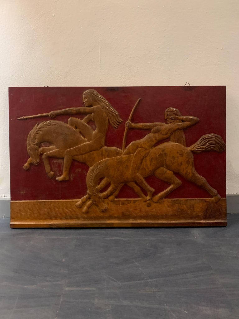 Wall Board on Wood Carved in Relief of Amazons and Warriors from the ...