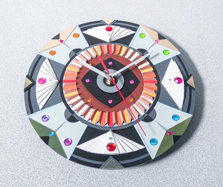 Wall clock, American Decò design, in cardboard. Unique copy. Italy For ...