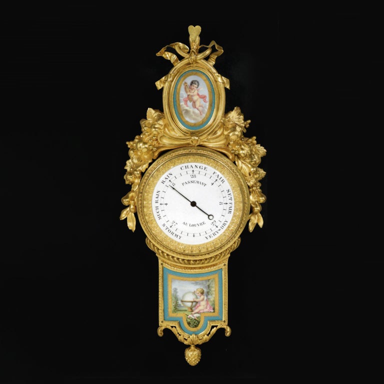 Wall Clock and Matching Barometer with Sèvres Plaques For Sale at 1stDibs