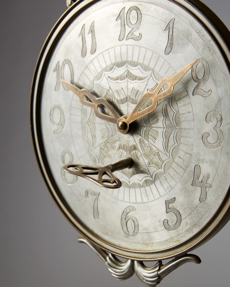 Wall Clock for Firma Svenskt Tenn Stockholm, Sweden, 1920s, Pewter and ...