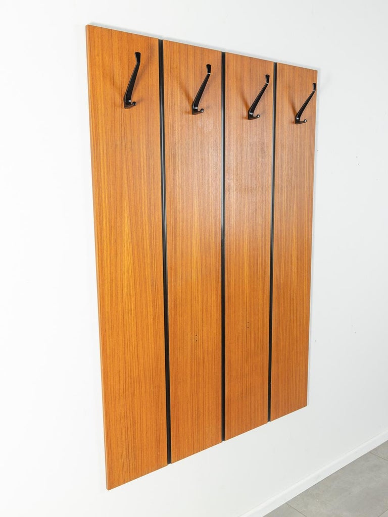 Wall Coat Rack 1960s in Teak For Sale at 1stDibs