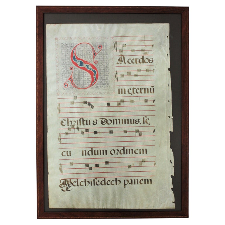 Wall Decoration Gregorian Chant on Parchment Sheet For Sale at 1stDibs