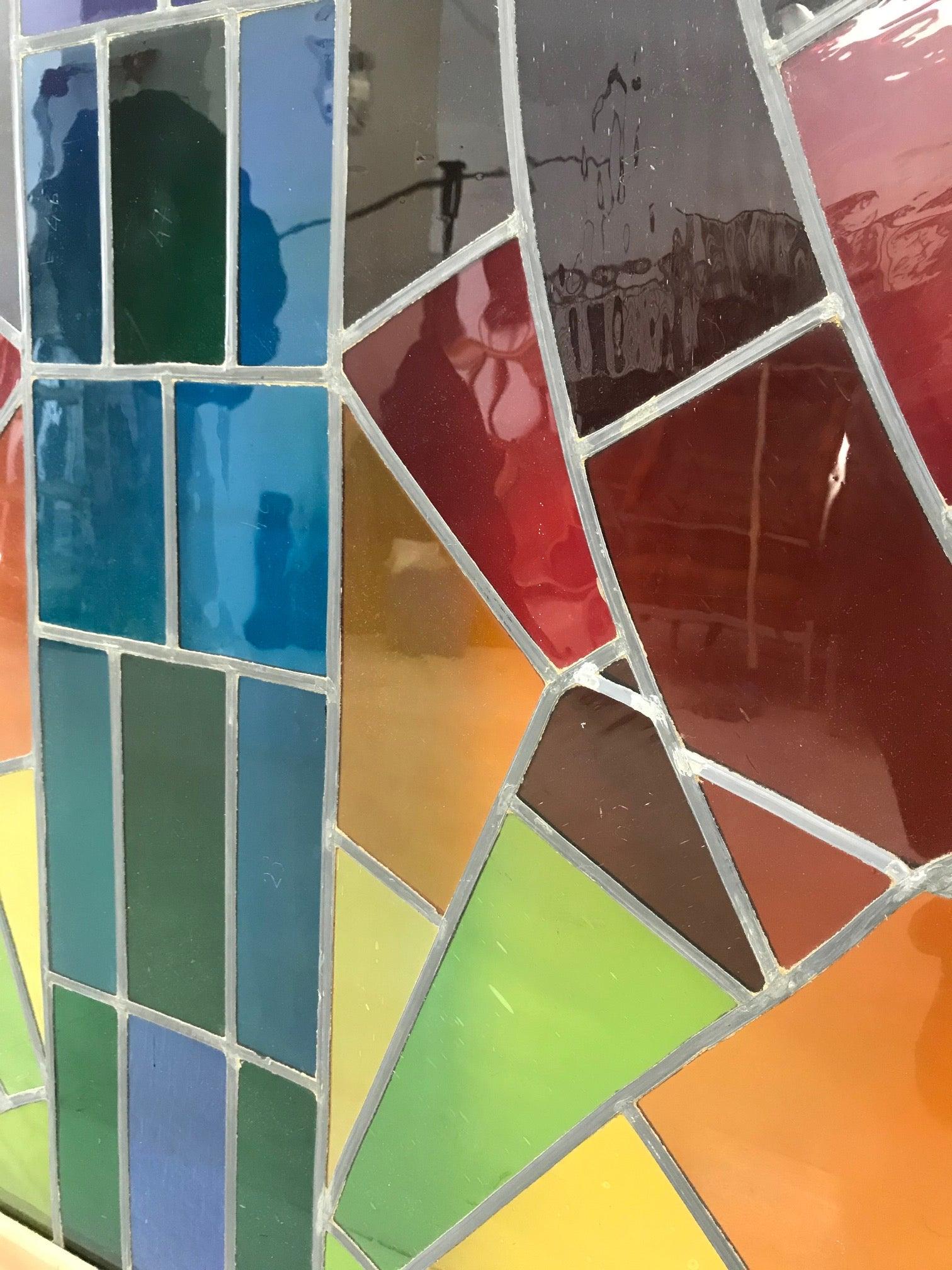 Wall Decorative Panel, Large Stained Glass, 1950 at 1stDibs