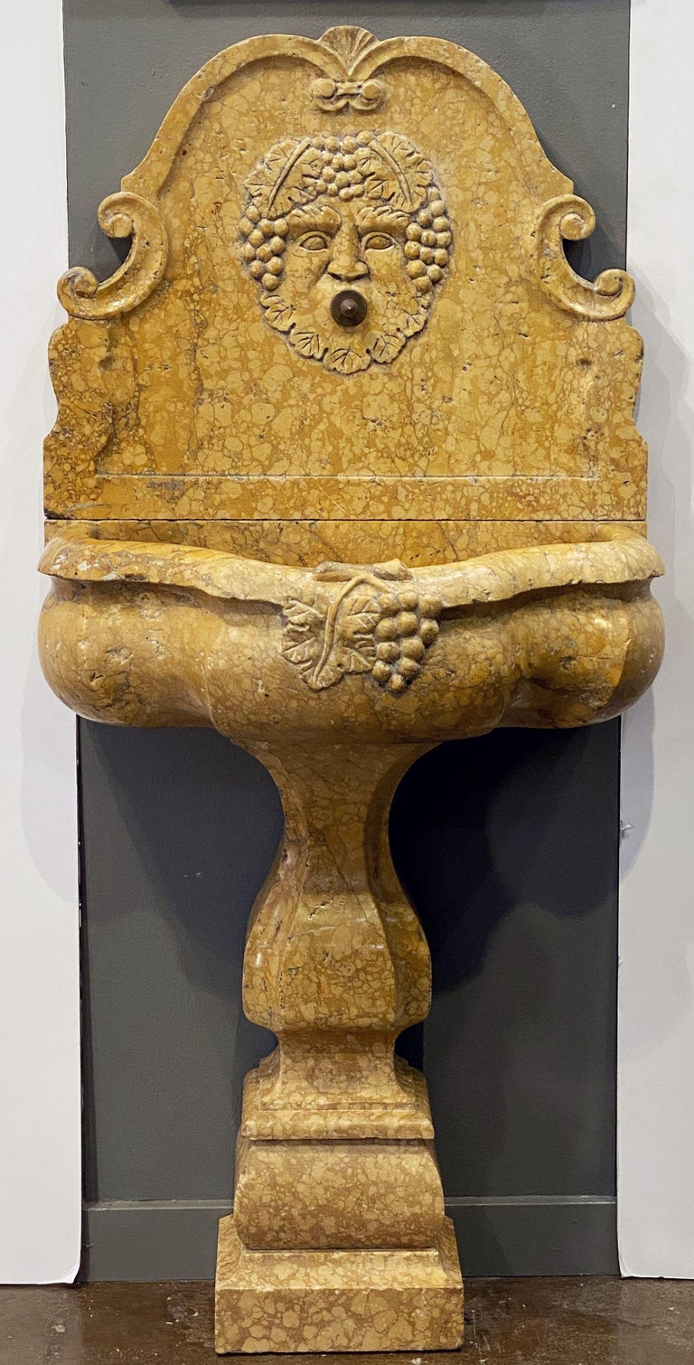 Wall Fountain of Carved Siena Marble with Bacchus or Dionysus Relief ...