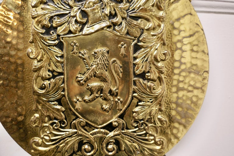 Wall Hanging Arts and Crafts Brass Shield with Cross Swords For Sale at ...