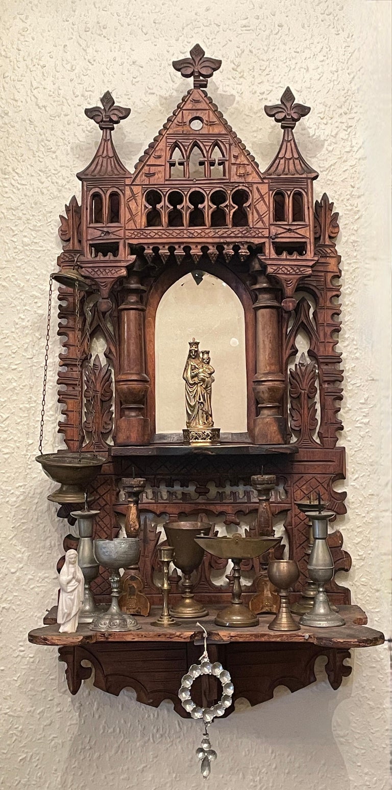 Wall House Altar with Accessories 19th Century Black Forest Wood Carved ...
