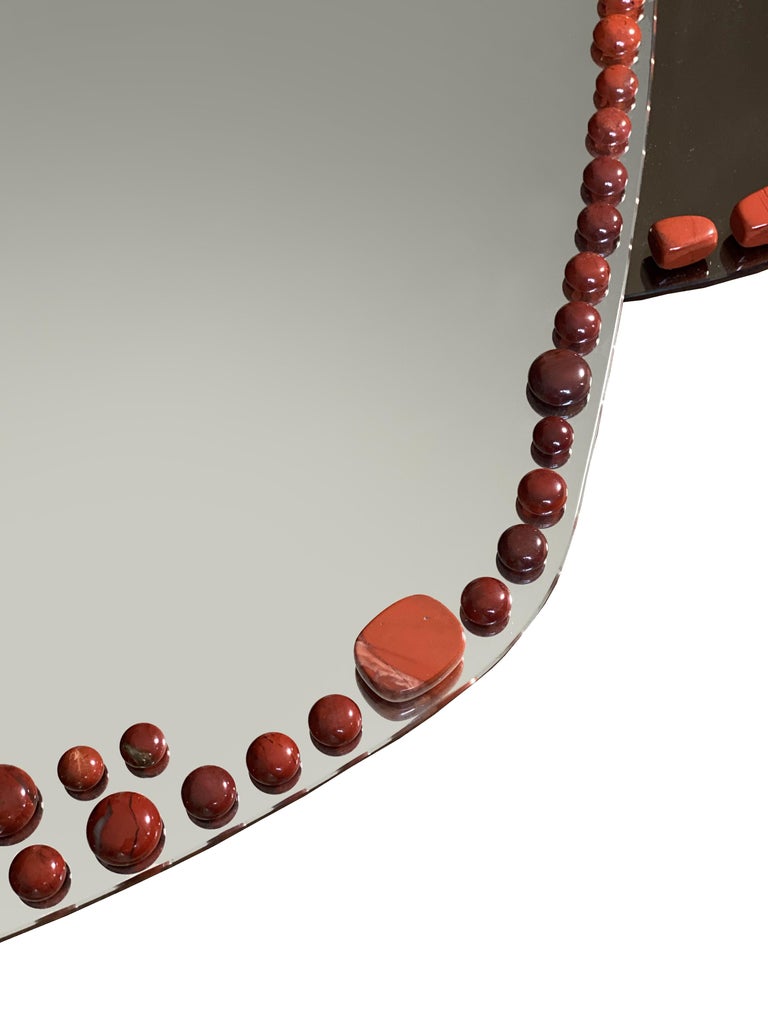 Wall Mirror, Adorned with Red Jasper, Handmade by Aline Erbeia For Sale ...