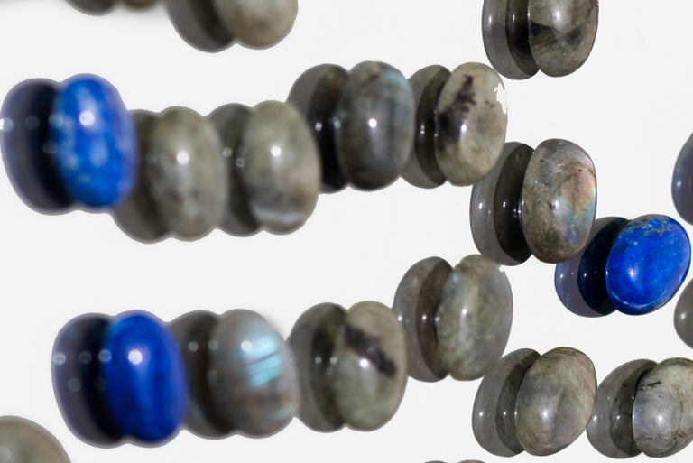 Wall Mirror, Adorned with Lapis Lazuli and Labradorite, Handmade by ...